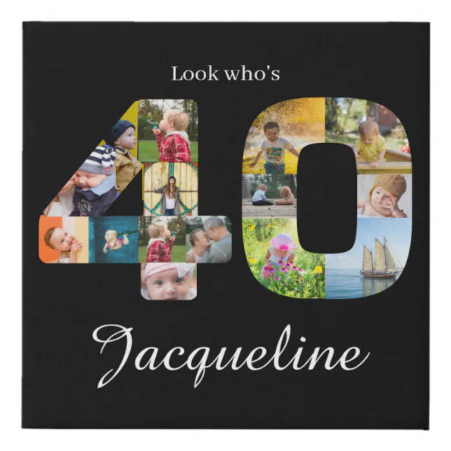 40th birthday Photo Collage Faux Canvas Print | Zazzle