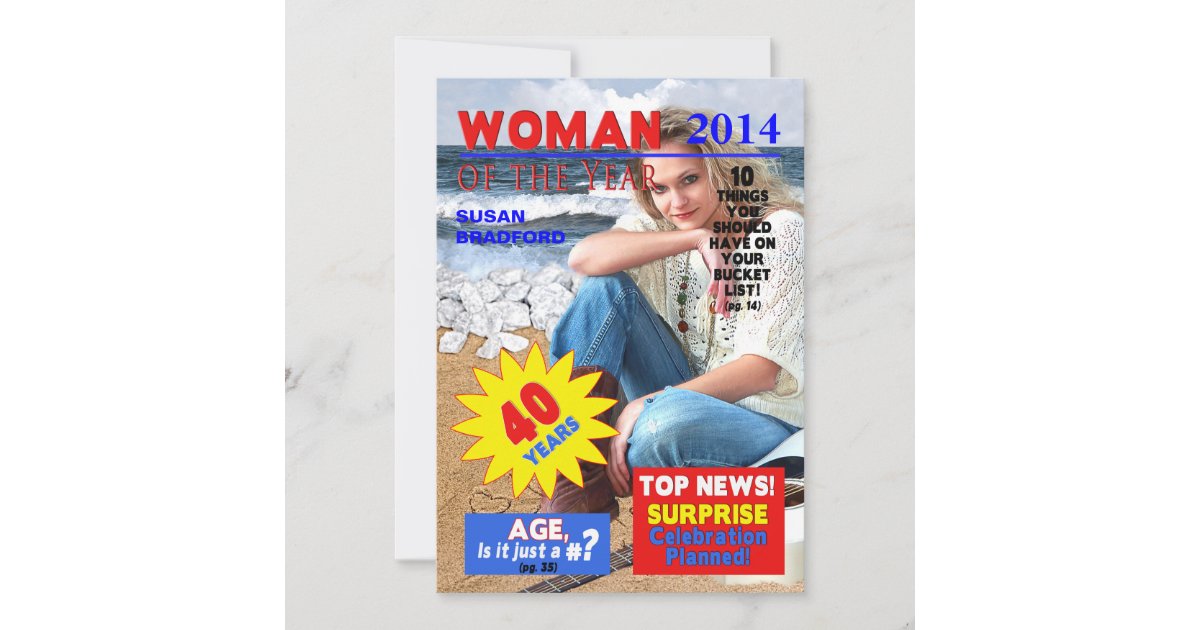 40TH Birthday PHOTO Invitation - Magazine Cover | Zazzle