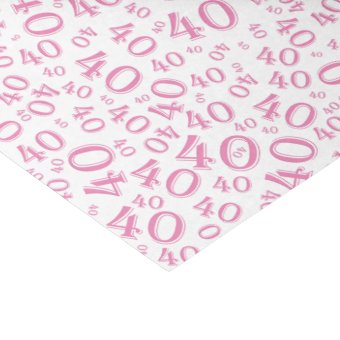 40th Birthday Pink and White Number Pattern Tissue Paper | Zazzle