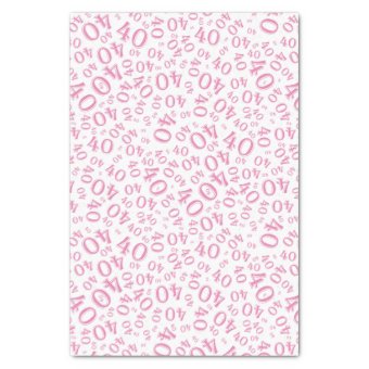 40th Birthday Pink and White Number Pattern Tissue Paper | Zazzle