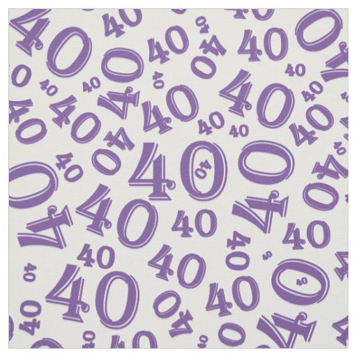 40th Birthday Purple/White Random Number Pattern Fabric | Zazzle