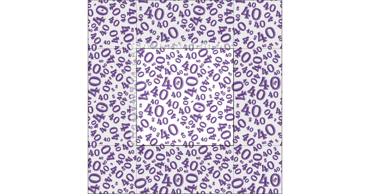 40th Birthday Purple/White Random Number Pattern Fabric | Zazzle