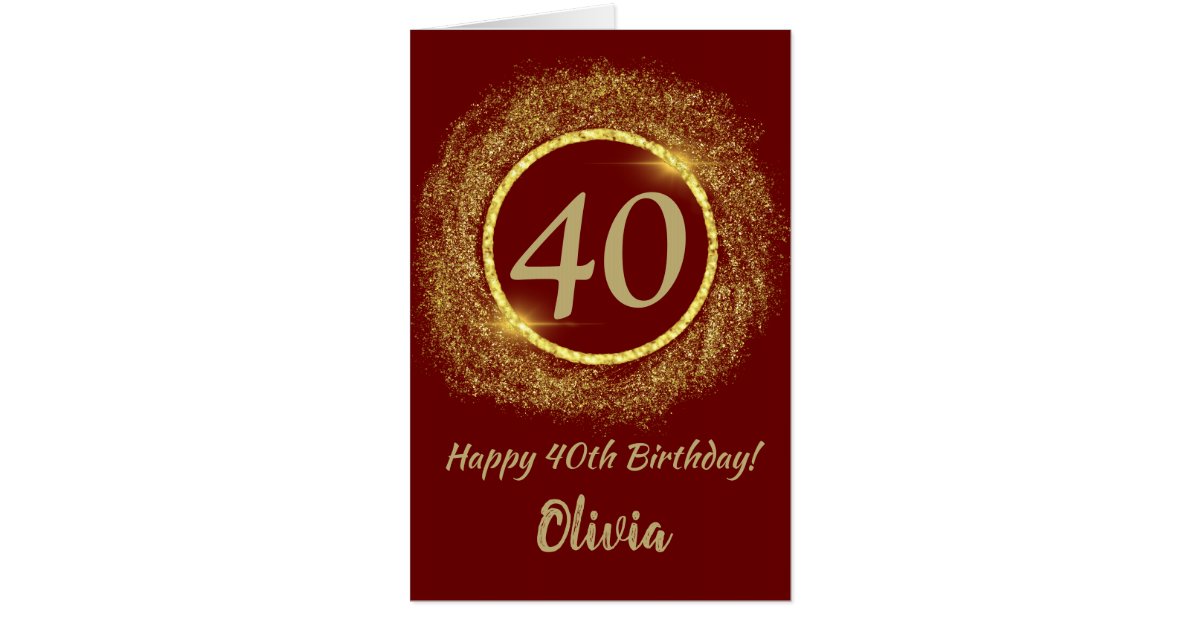 40th Birthday Red and Gold Extra Large Jumbo Card | Zazzle