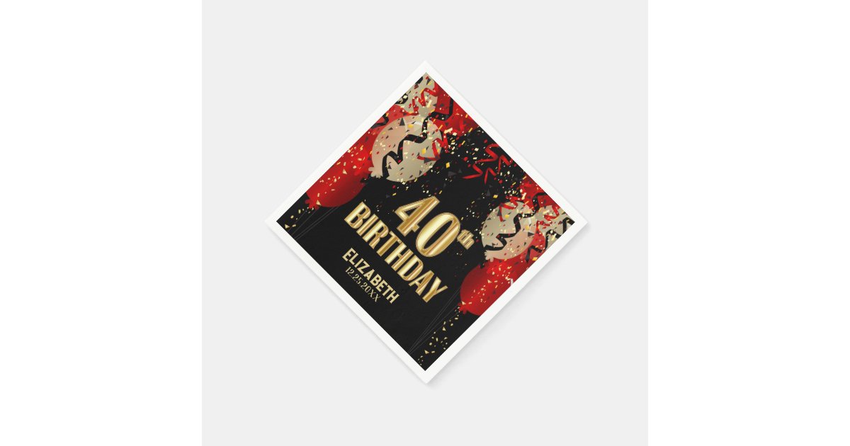 40th Birthday - Red Balloons Napkins | Zazzle