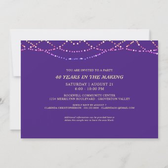 40th Birthday Retro 40 YEARS IN THE MAKING Lights Invitation | Zazzle