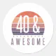 40th Birthday Retro Sunset Classic Round Sticker | Zazzle