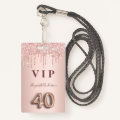 40th birthday rose gold glitter drips pink glam badge | Zazzle