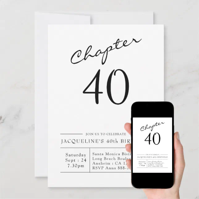 40th Birthday Script 40 Party Invitation | Zazzle