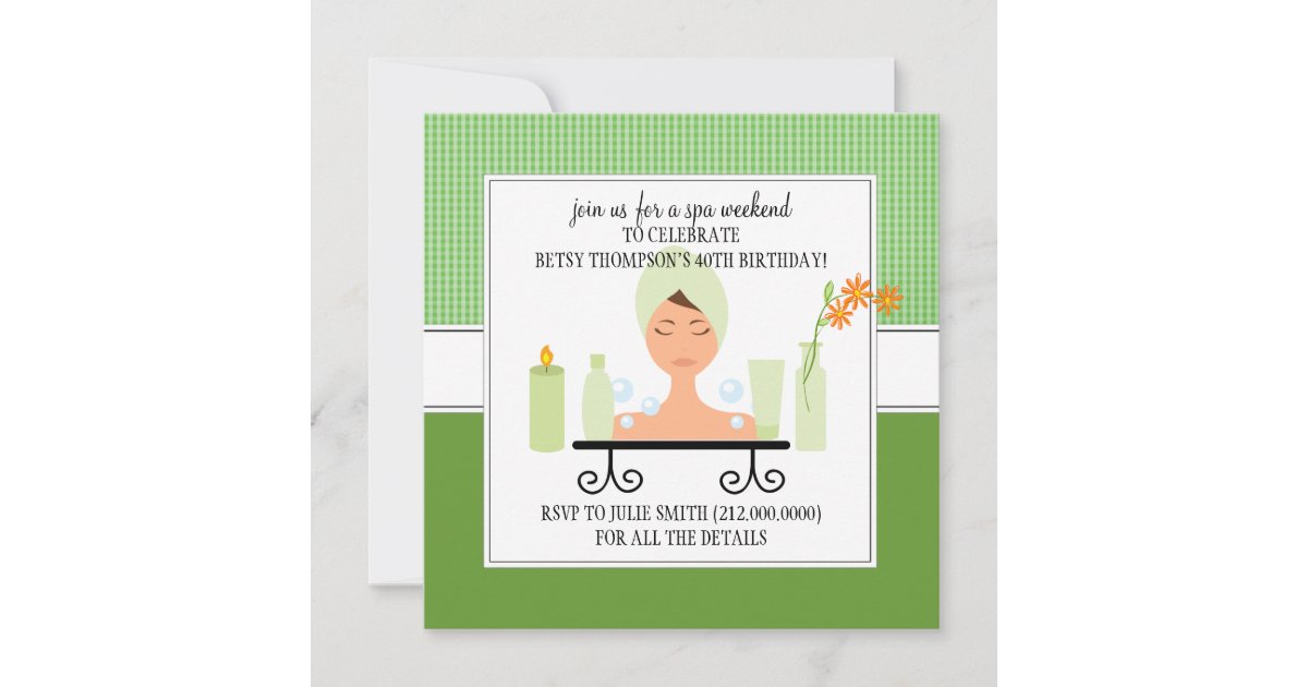 40th Birthday Spa Weekend Getaway Invitation | Zazzle