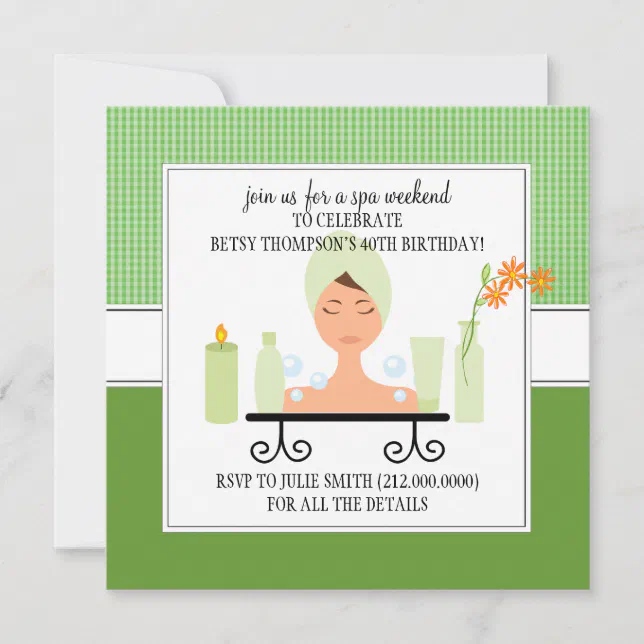 40th Birthday Spa Weekend Getaway Invitation | Zazzle