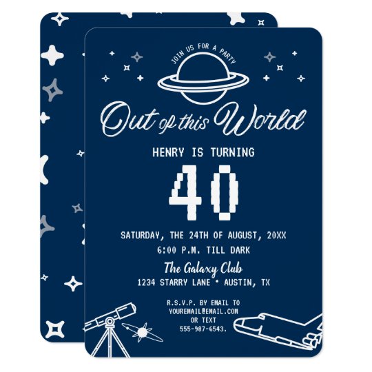 40th Birthday Space Galaxy Out of This World Invitation | Zazzle.com