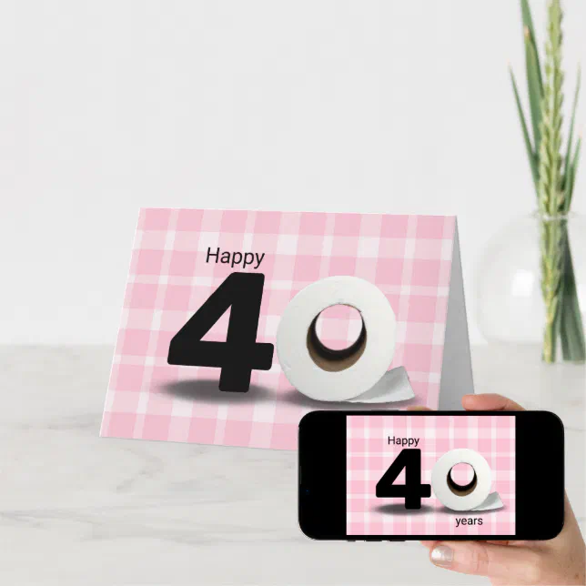 40th birthday toilet paper roll on plaid card | Zazzle