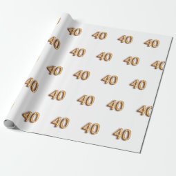 40th birthday white gold wrapping paper | Zazzle