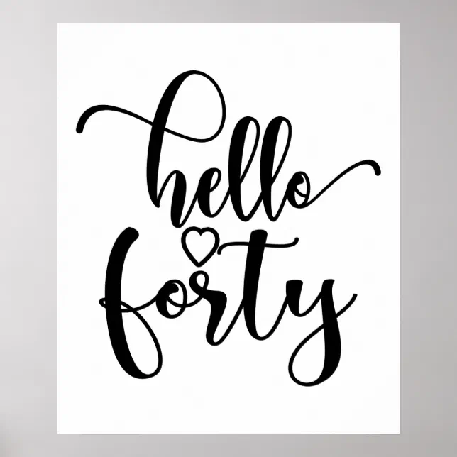 40th Birthday Women Hello 40 Cute 40 Years Old Poster | Zazzle