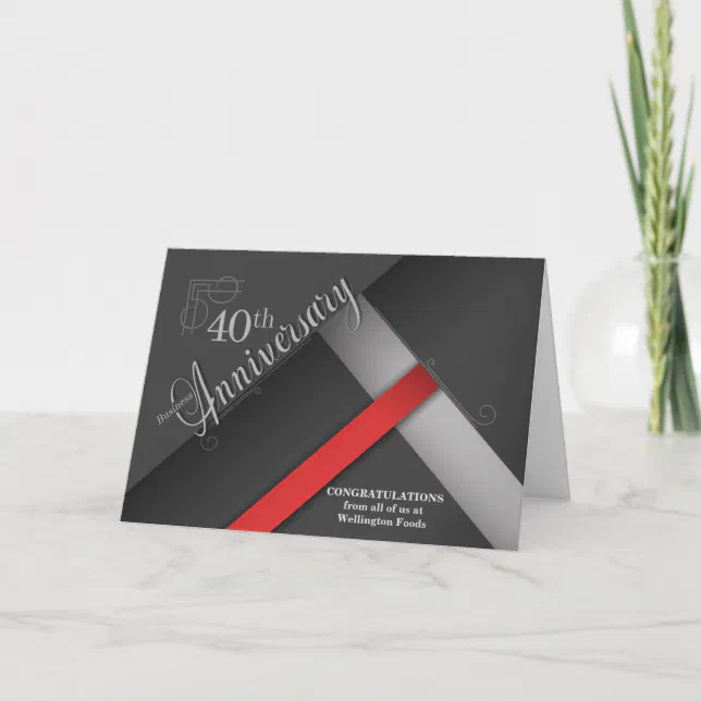 40th Business Anniversary Grayscale Congratulation Card | Zazzle
