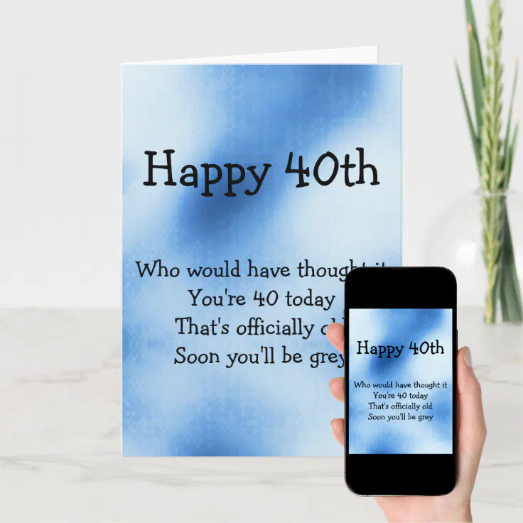 40th fun birthday card | Zazzle