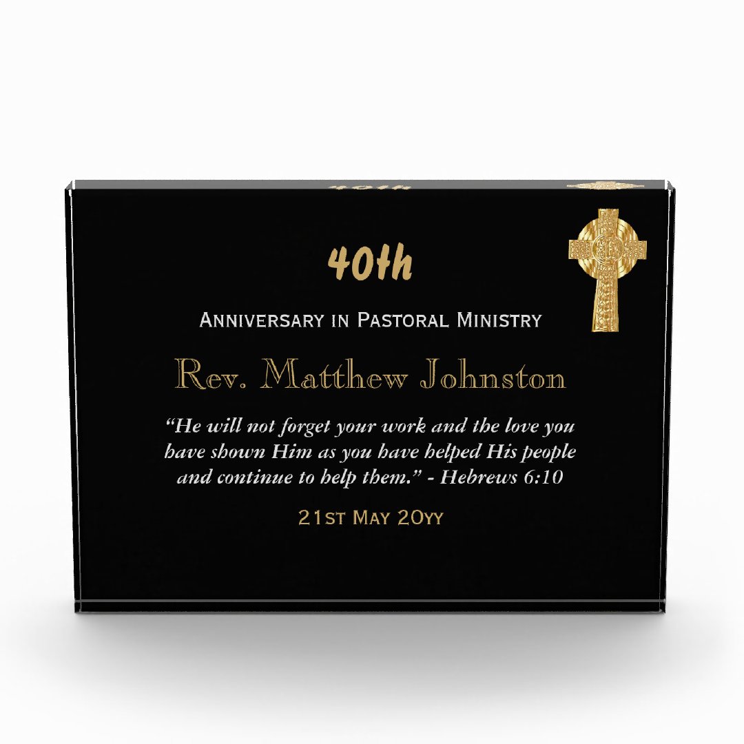 40th Ordination Anniversary Personalized Scripture Acrylic Award | Zazzle