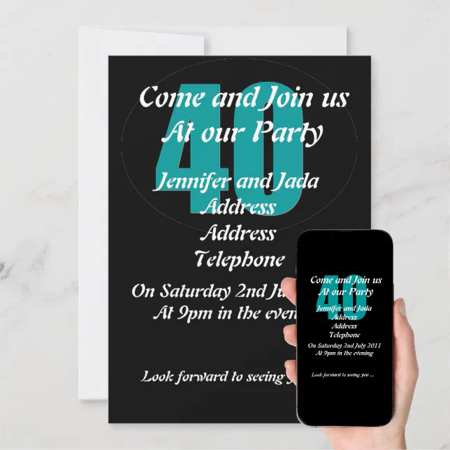 40th party invitation template | Zazzle