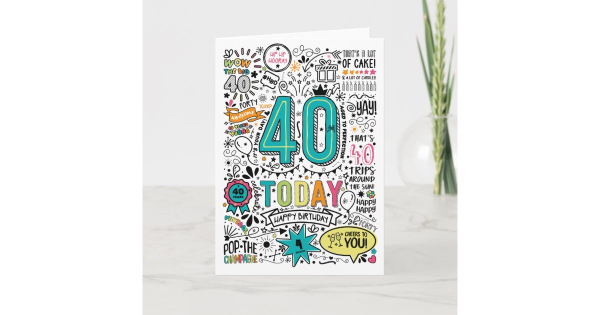 40th Printable Birthday Card | Zazzle