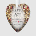 40th Ruby and Gold Jewel Wedding Anniversary Ornament | Zazzle