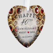 40th Ruby and Gold Jewel Wedding Anniversary Ornament | Zazzle