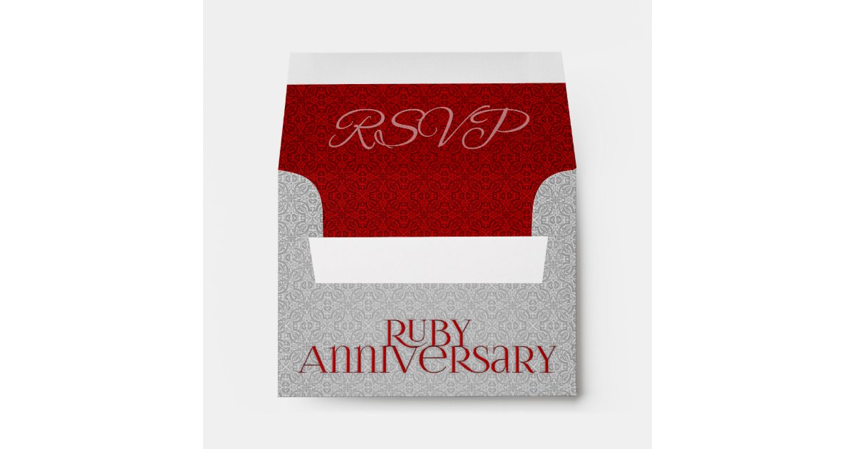 40th Ruby Anniverary Party RSVP Envelope | Zazzle