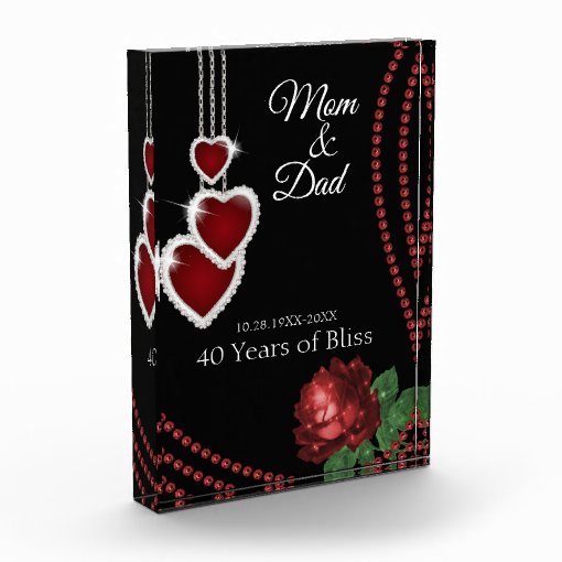 40th Ruby Anniversary Acrylic Award | Zazzle