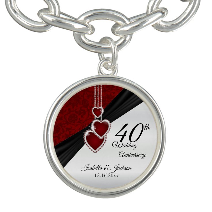 40th Ruby Anniversary Keepsake Design Bracelet | Zazzle