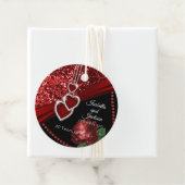40th Ruby Red Glitter and Rose Anniversary Favor Tags | Zazzle