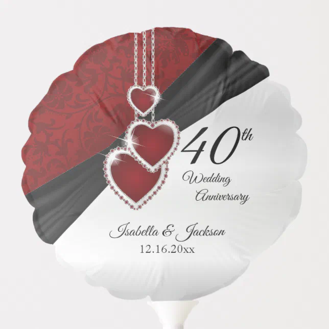 40th Ruby Wedding Anniversary Balloon | Zazzle