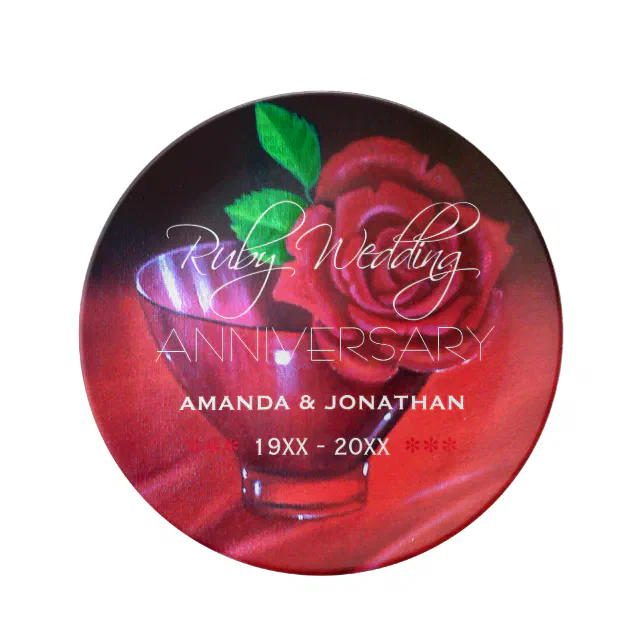 40th Ruby Wedding Anniversary Commemorative Plate | Zazzle