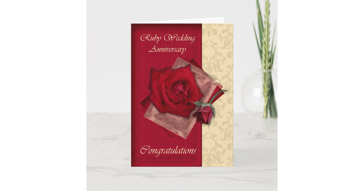 40th Ruby Wedding Anniversary congratulations Card | Zazzle