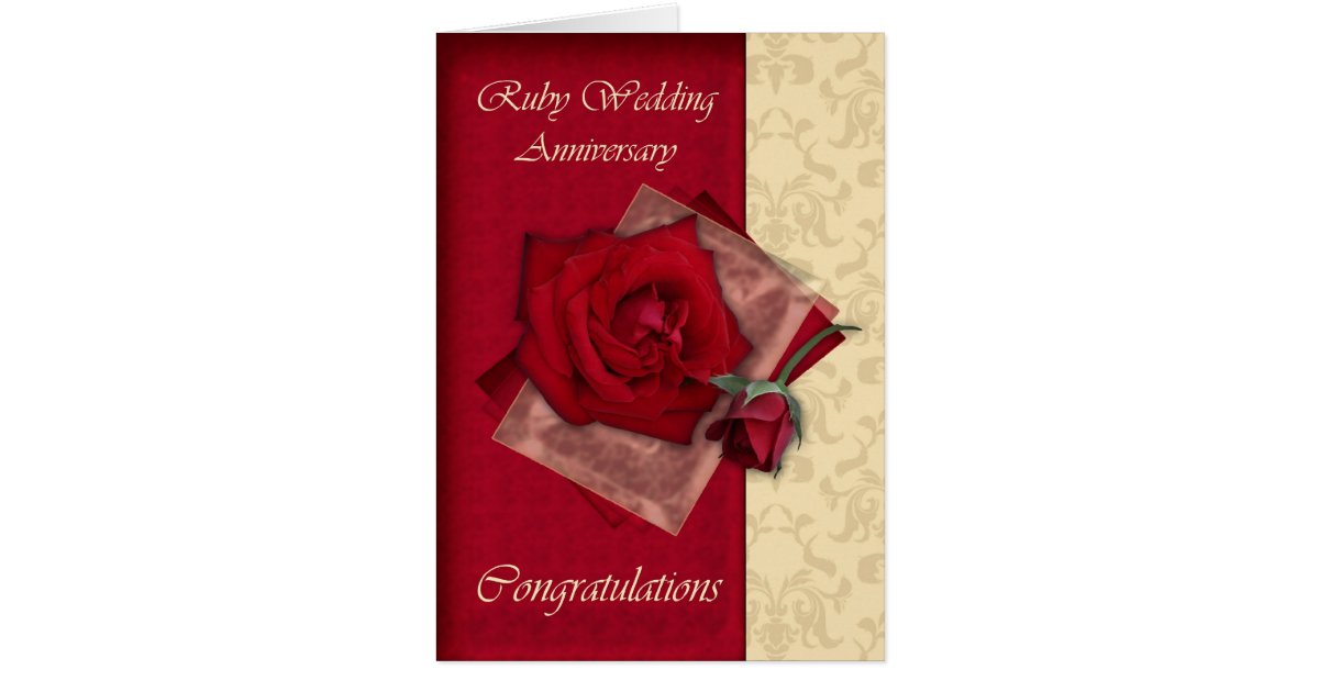 40th Ruby Wedding Anniversary congratulations Card | Zazzle