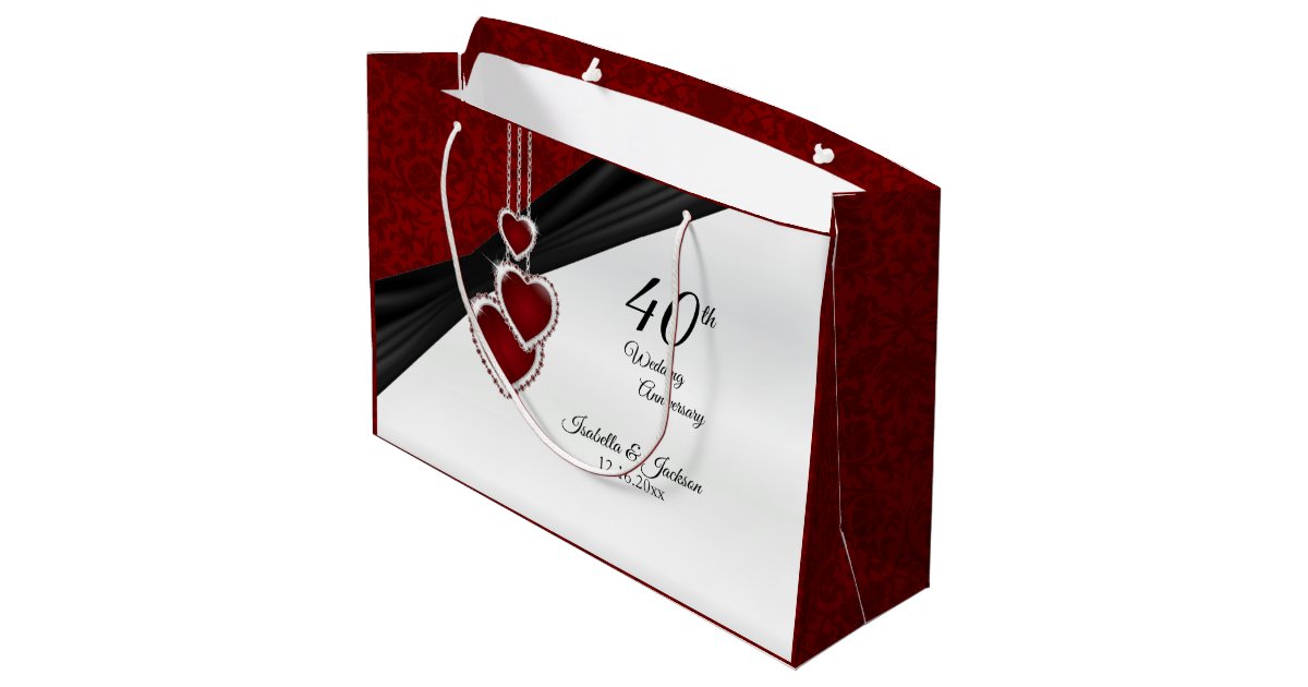 40th Ruby Wedding Anniversary - Large Large Gift Bag | Zazzle