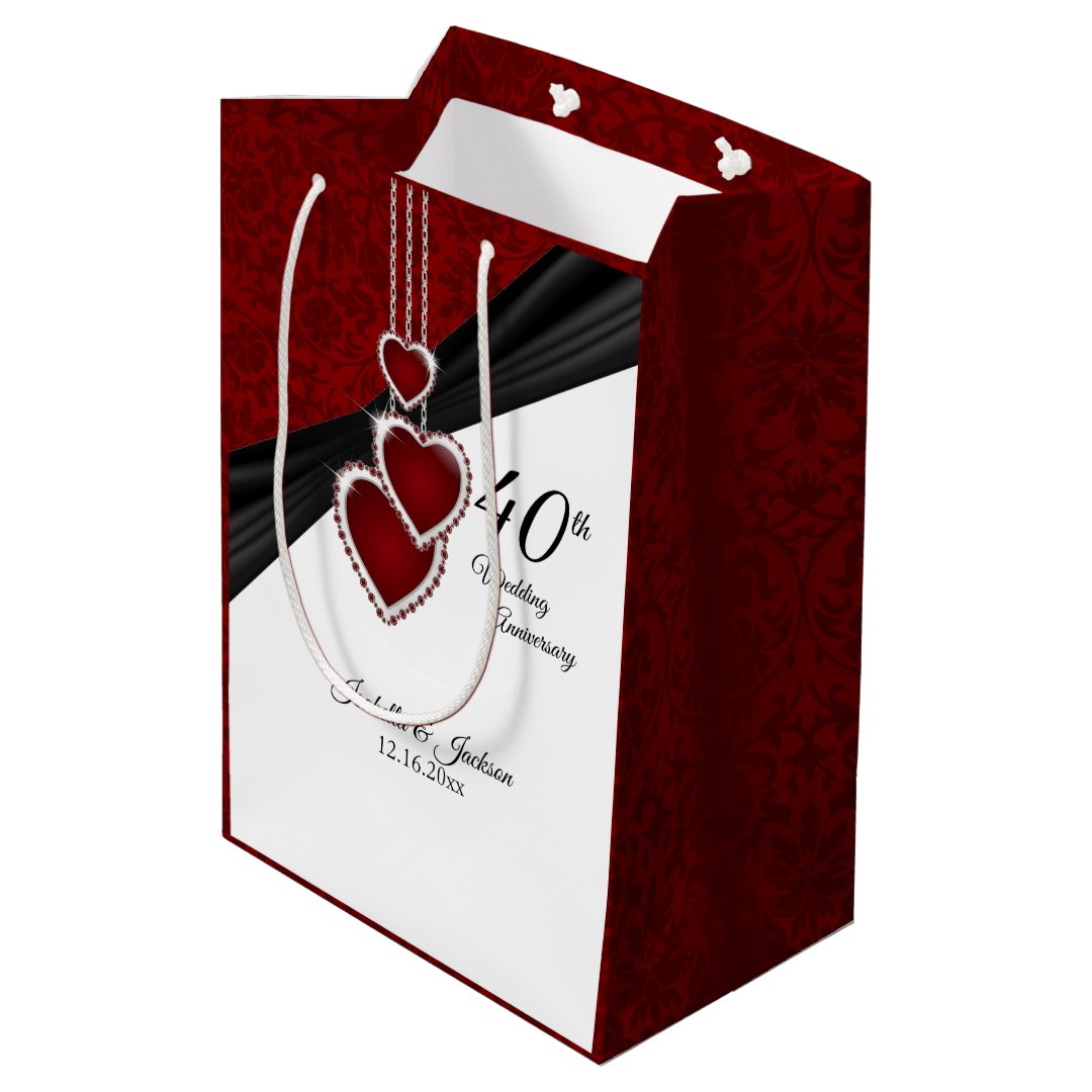 40th Ruby Wedding Anniversary Medium Gift Bag | Zazzle