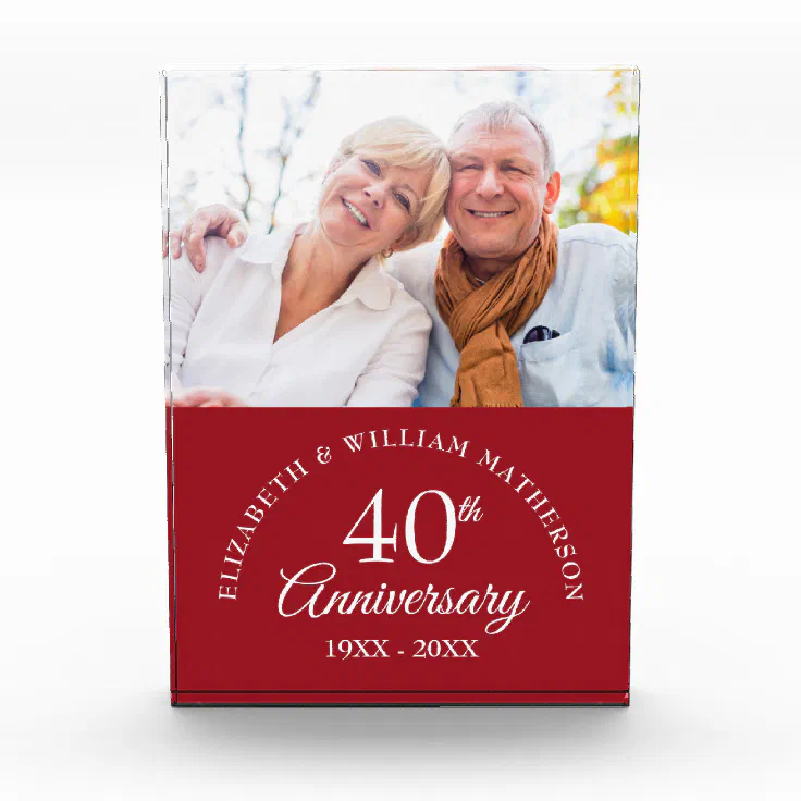 40th Ruby Wedding Anniversary Photo Block | Zazzle