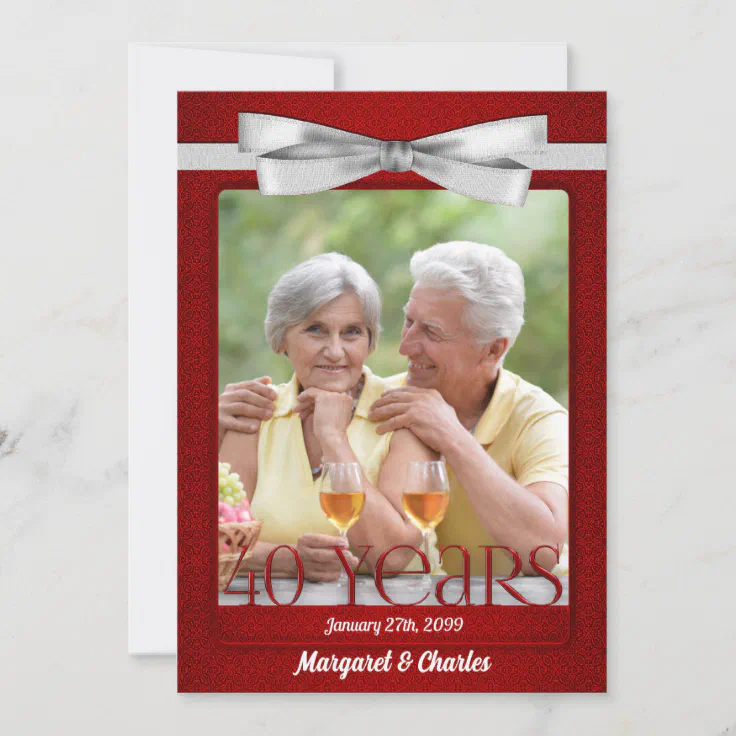 40th Ruby Wedding Anniversary Photo Invitation | Zazzle