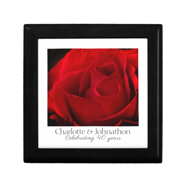 40th Ruby Wedding Anniversary Traditional Red Rose Gift Box | Zazzle