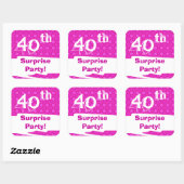 40th Surprise Birthday Party Pink Pattern Template Square Sticker | Zazzle