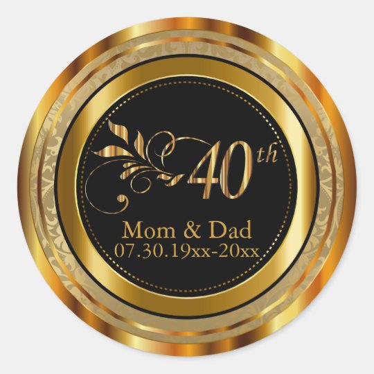 40th Wedding Anniversary Classic Round Sticker | Zazzle.com