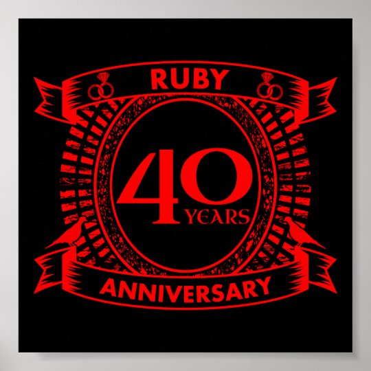 40th wedding anniversary ruby crest poster | Zazzle.com