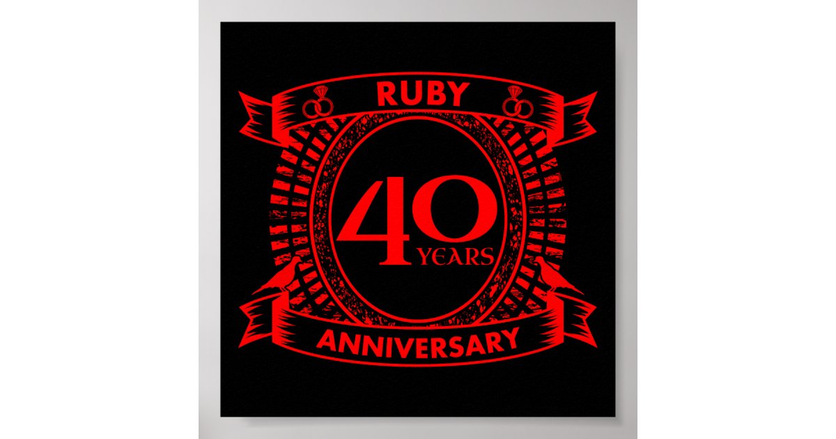 40th wedding anniversary ruby crest poster | Zazzle