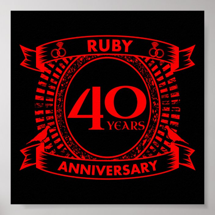 40th wedding anniversary ruby crest poster | Zazzle.com