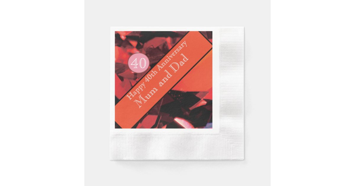 40th Wedding Anniversary Ruby Napkins | Zazzle