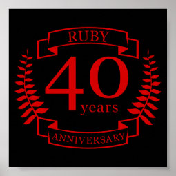 40th Wedding ANNIVERSARY RUBY Poster | Zazzle