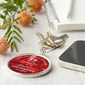 40th WEDDING ANNIVERSARY Ruby Wedding Editable Keychain | Zazzle