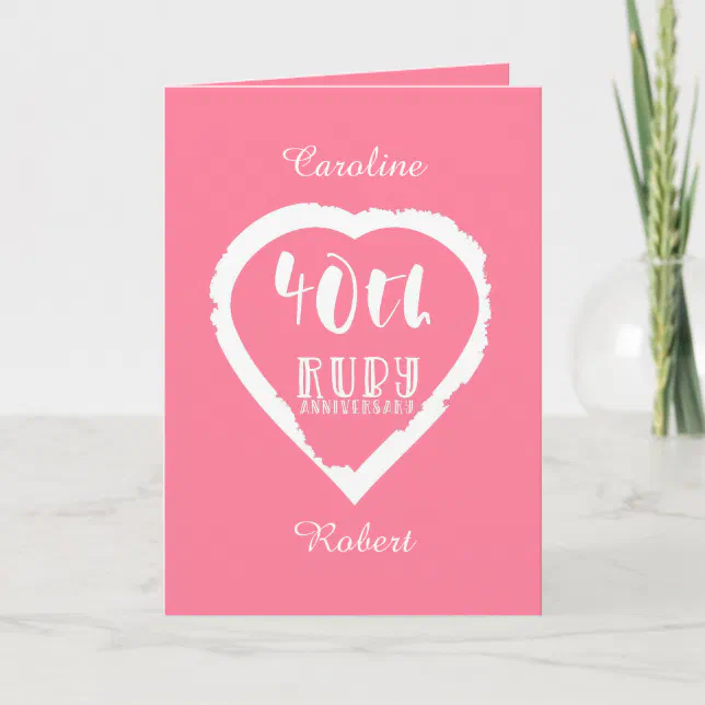 40th wedding anniversary traditional ruby card | Zazzle