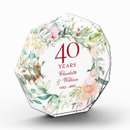 40th Wedding Ruby Anniversary Roses Garland Photo Block | Zazzle
