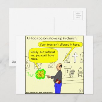 410 higgs boson in church Cartoon Postcard | Zazzle