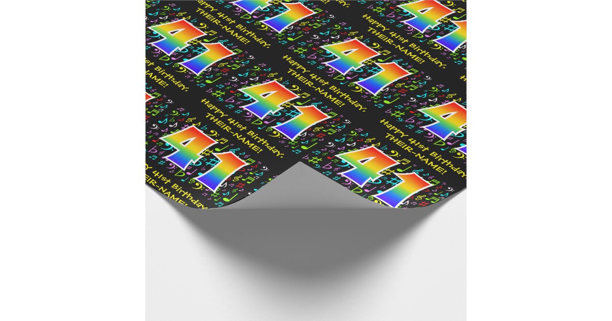 41st Birthday: Colorful Music Symbols, Rainbow 41 Wrapping Paper | Zazzle